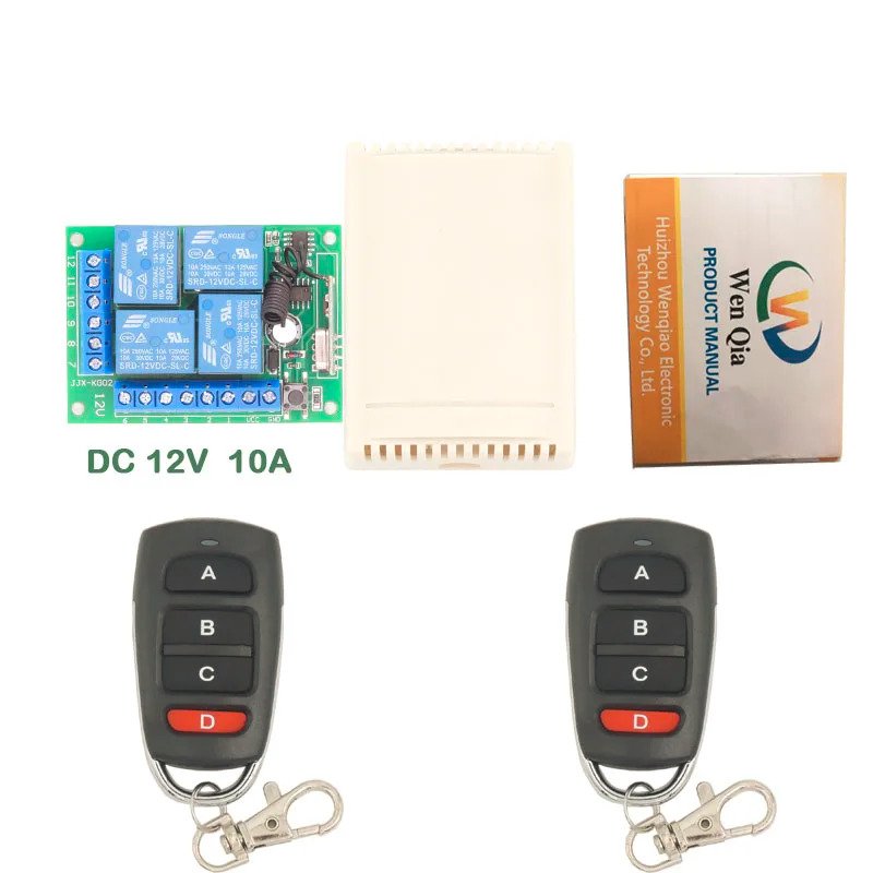 Wireless RF Remote Control With Receiver Module 433mhz 4CH Relay DC12V ...