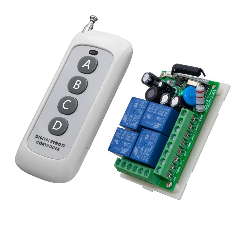 Wireless RF Remote Control With Receiver Module 433mhz 4CH Relay HFY ...